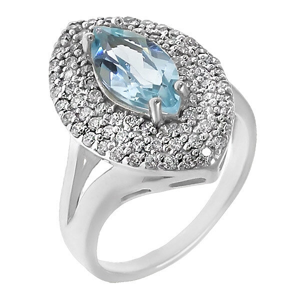 Перстень, серебро, 925 проба, родирование, фианит, топаз