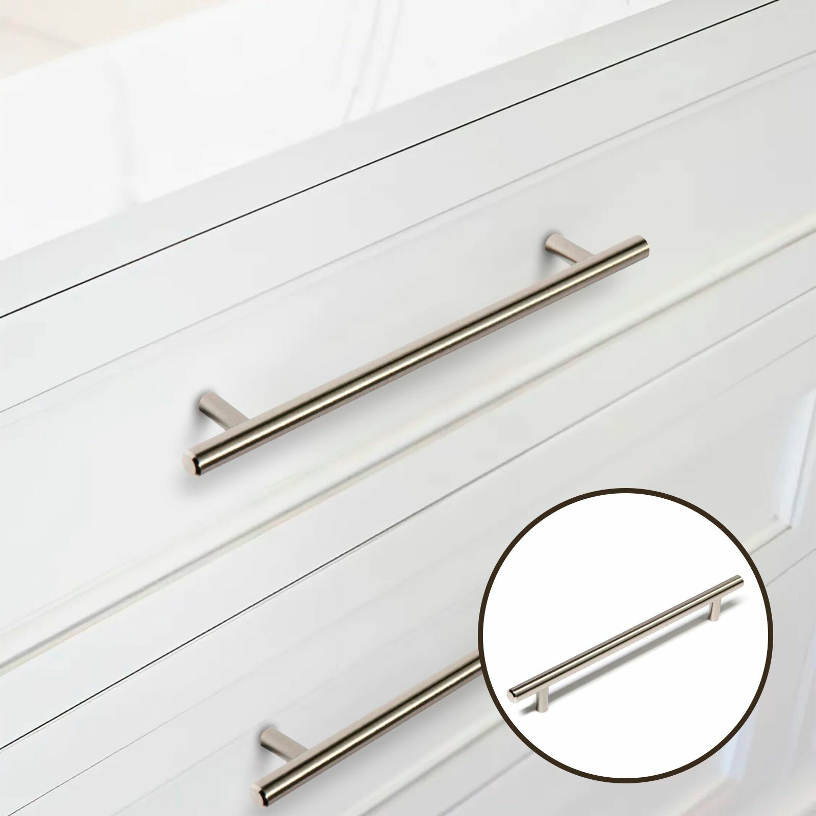 Мебельные ручки рейлинг м/о 192 мм, цвет сатиновый никель, набор 4 шт