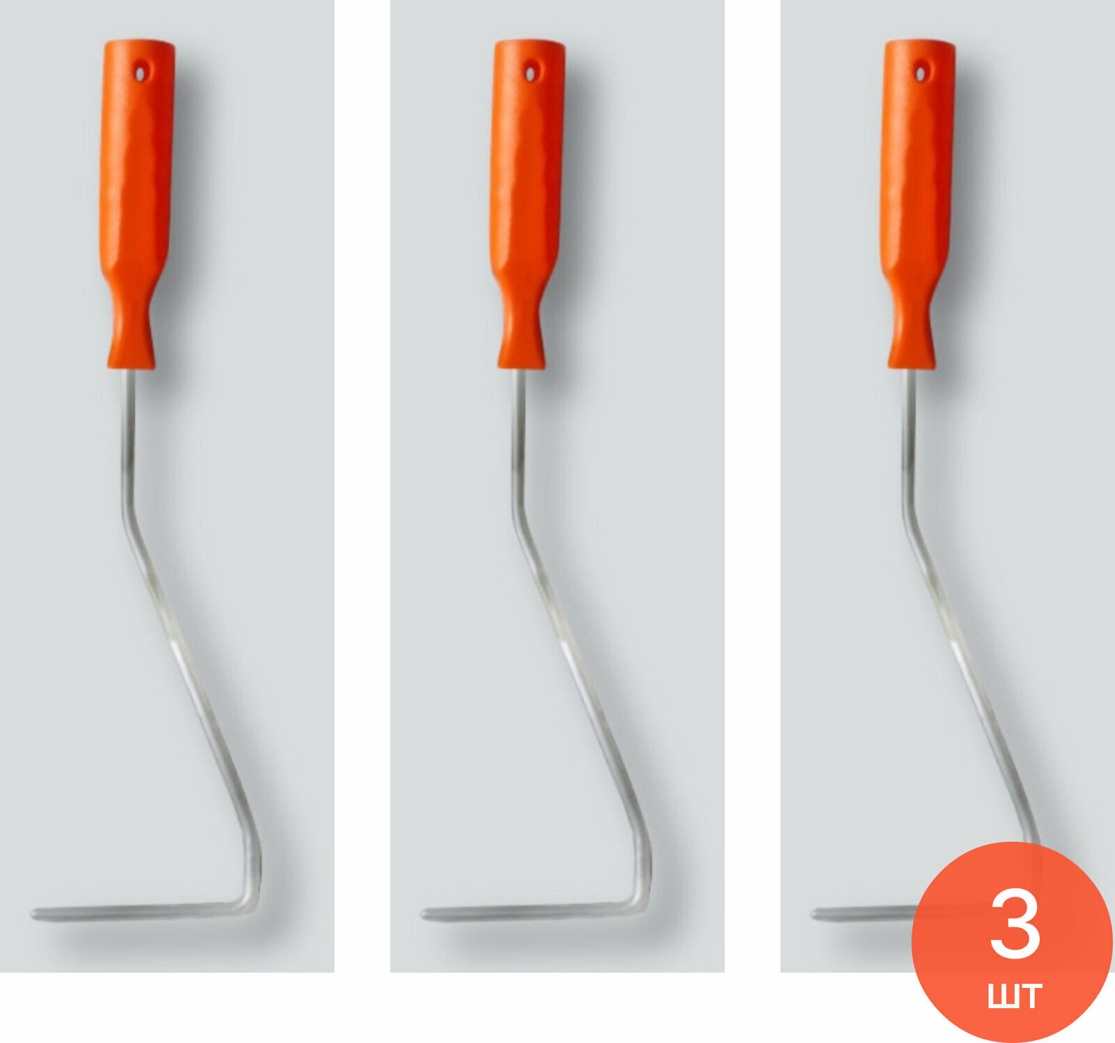 Ручка для валика DECOR / Декор бюгель мини оцинкованная удлиненная из металла и пластика, диаметр 6мм, длина 160мм / строительство и ремонт (комплект из 3 шт)