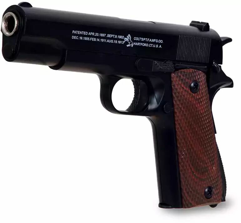 Игрушечное оружие пистолет Colt Model 1911 с пружинным механизмом (длина 19 см, стреляет 6мм BB)