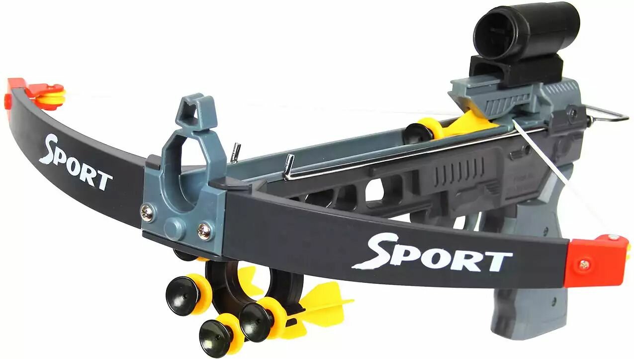 Игрушечное оружие арбалет с прицелом, арболетными болтами и мишенью (длина 31 см, 5 арбалетных болтов)