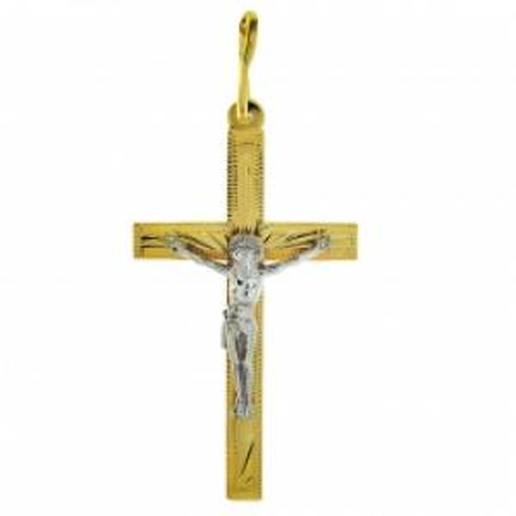 Крестик, красное золото, 585 проба, гравировка, родирование