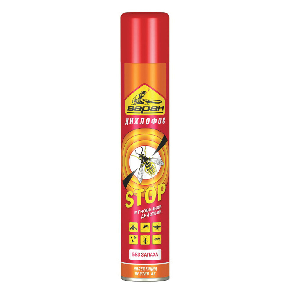 Упаковка 12 шт. Средство инсектицидное от ос с мгновенным действием дихлофос 680 мл, варан, без запаха, сибиар, 5-03.02.001.23