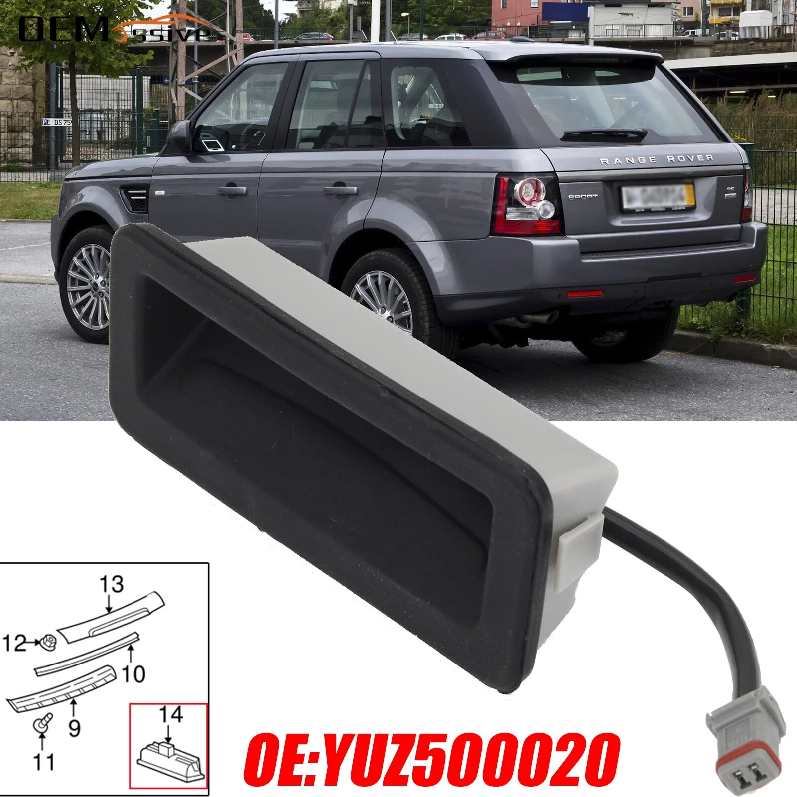 OE # ЮЗ 500020 Ручка переключателя двери багажника автомобиля, переключатель открывания задней двери багажника для Land Rover Range Rover Sport 2005-2017