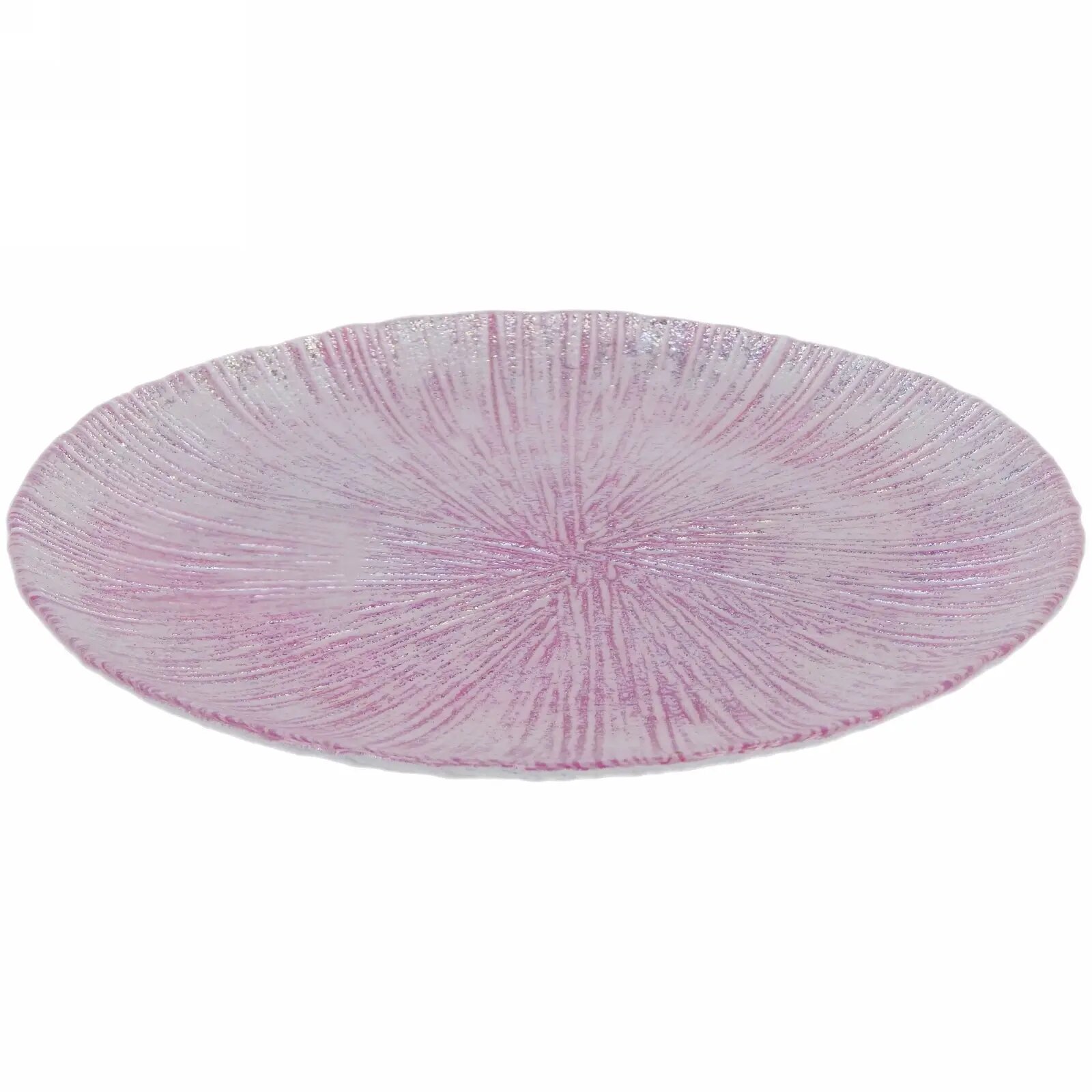 Тарелка 21см «Аметист», нежно-розовая, стеклянная, рифленая, для сервировки