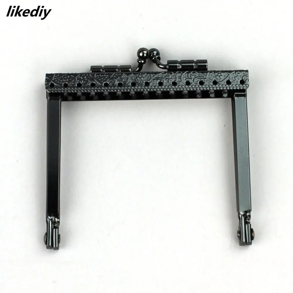 Металлическая рамка для кошелька 7 см, черная, Gun black