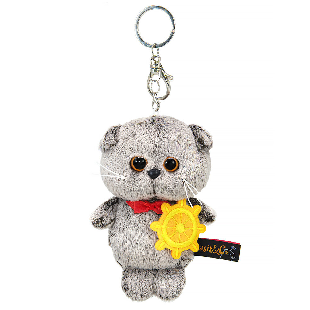 Мягкая игрушка BUDIBASA - брелок-игрушка Кот Басик со штурвалом, 12 см