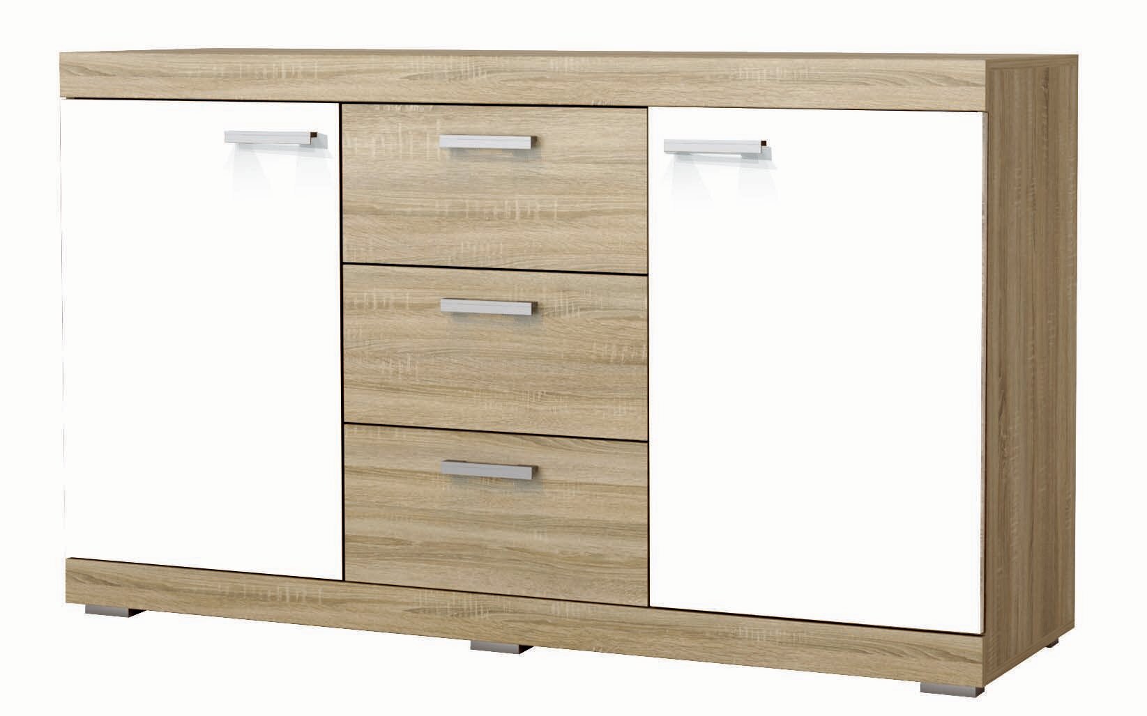 Соната Комод КС-1500 Сонома-Белый глянец (Памир)