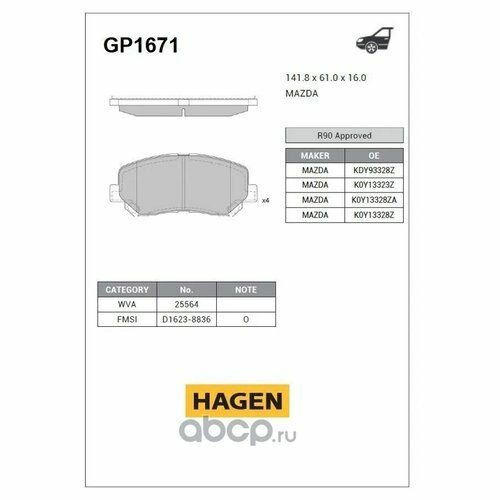 Колодки тормозные дисковые Sangsin GP1671
