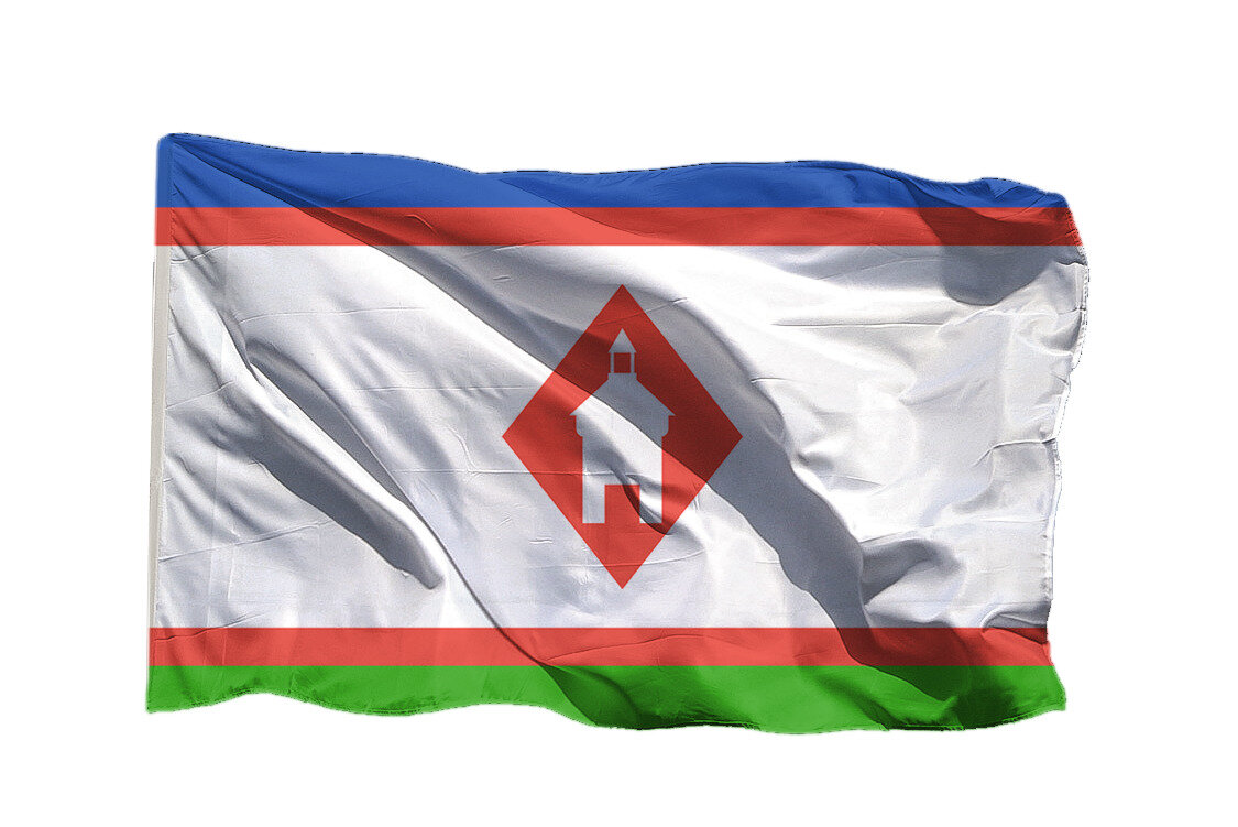 Флаг Якутска на шёлке, 70х105 см - для ручного древка