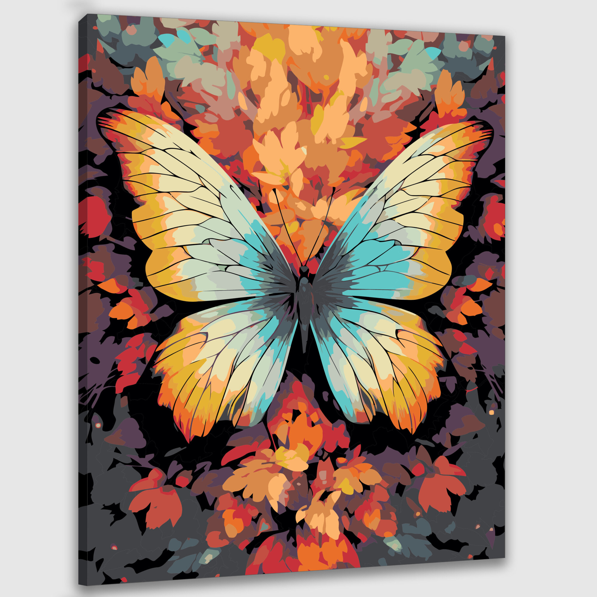 Картина по номерам 40x50 см, картина, цифровая, калейдоскоп, разноцветные крылья, бабочка, узоры, текстуры