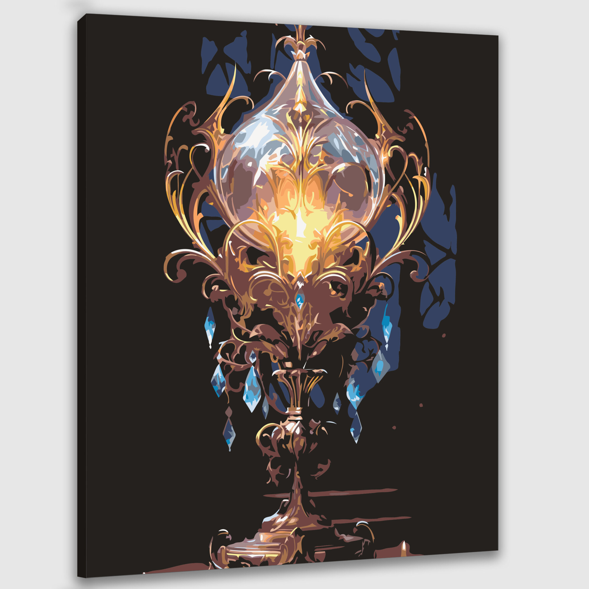 Картина по номерам 40x50 см, цифровая картина, лампа, аура, очарование, таинственность, сияние, украшения, золото