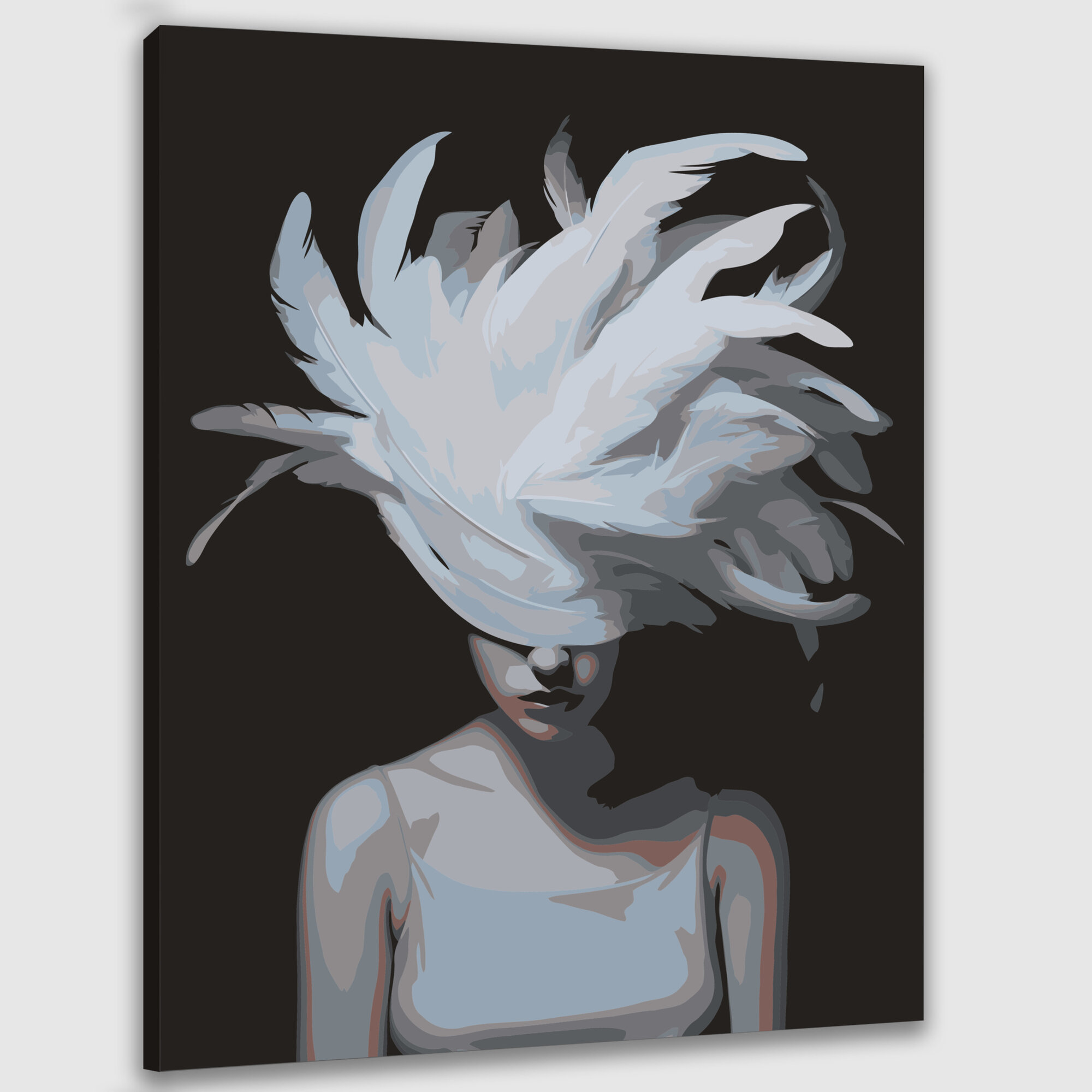 Картина по номерам 40x50 см, Эми Джадд, перья, голова, покрытые, картина