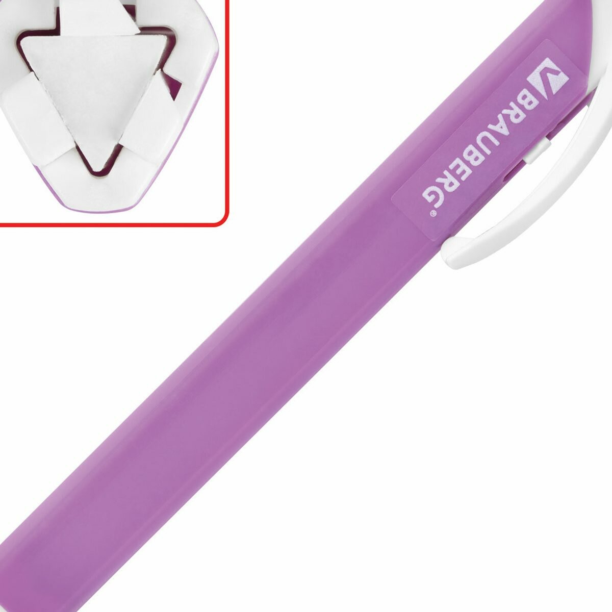 Ластик выдвижной Brauberg Trios + 2 сменных ластика, 120х6,9х7,8мм, лавандовый корпус (272691), 18шт.