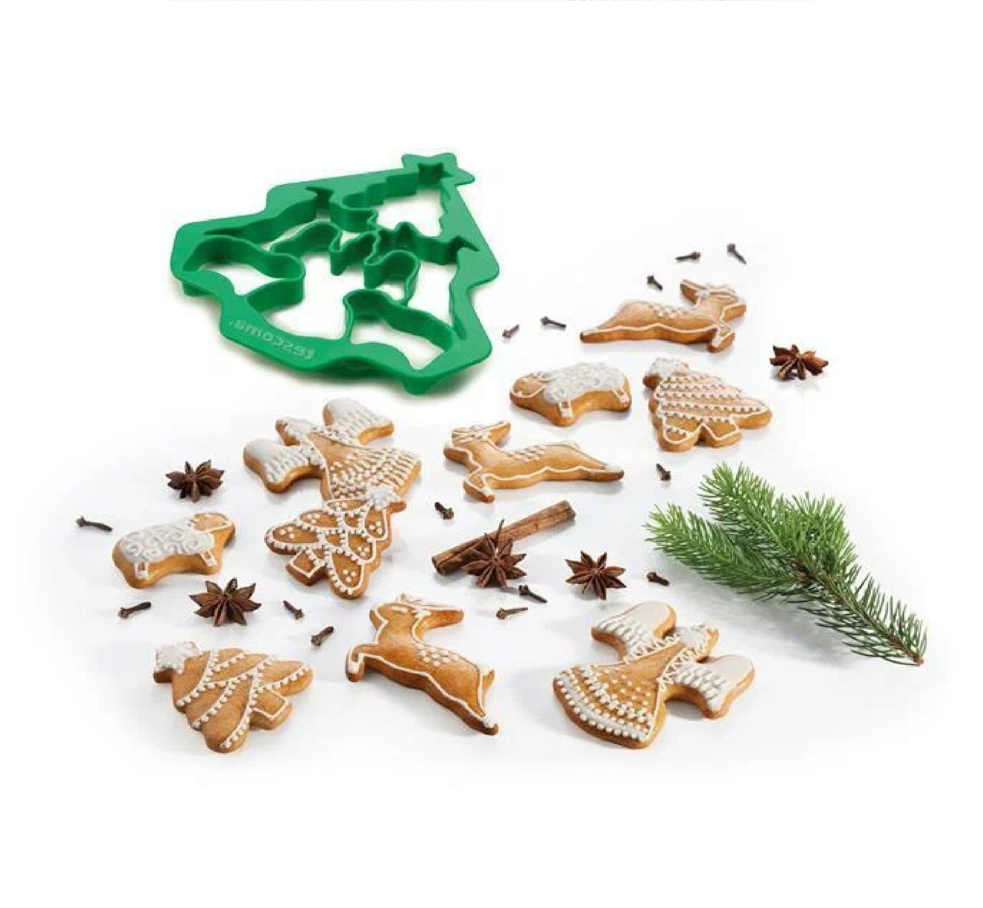 Форма для выпечки Tescoma "Delicia" 630899, рождественское печенье, пластик, зелёная