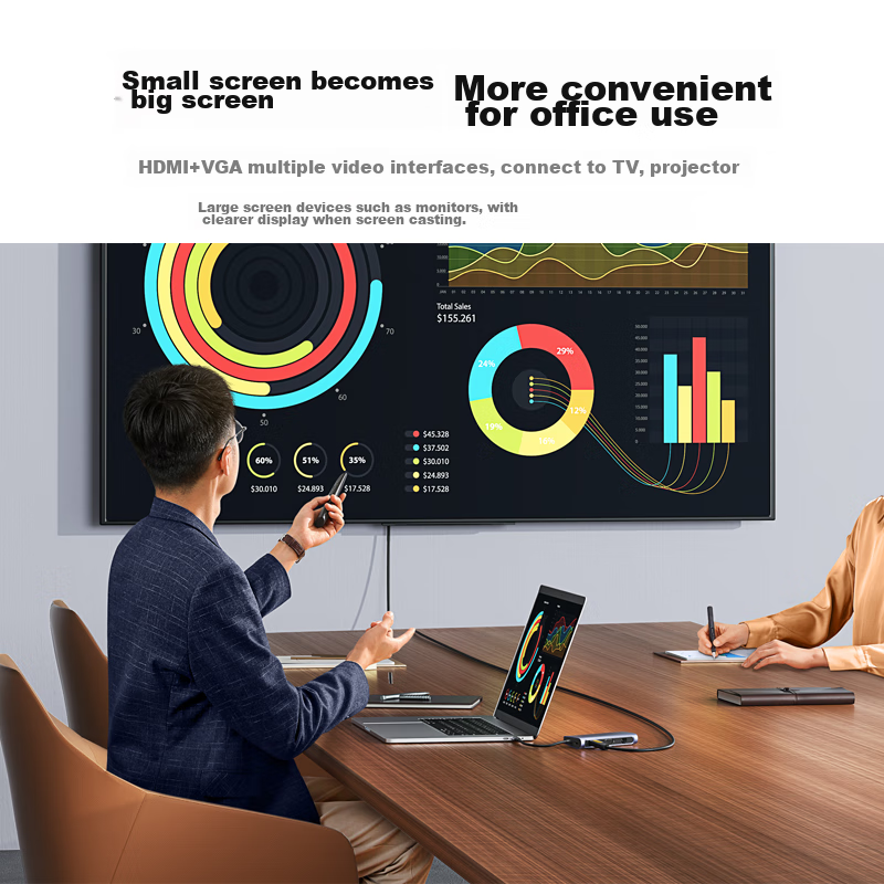 Lulian Type-C Expansion Dock, USB-C to HDMI, Thunderbolt 4 Expansion Dock, VGA Port Adapter, Card Reader, Universal for Apple 15/16 Mac, Huawei Laptops