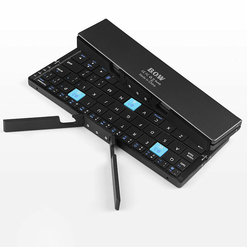 B.O.W Hangshi HB199 Multi-Device Foldable Wireless Bluetooth Keyboard, Compatible with Smartphones, Tablets, IPad, And Computers, Compact Office Keyboard, Black