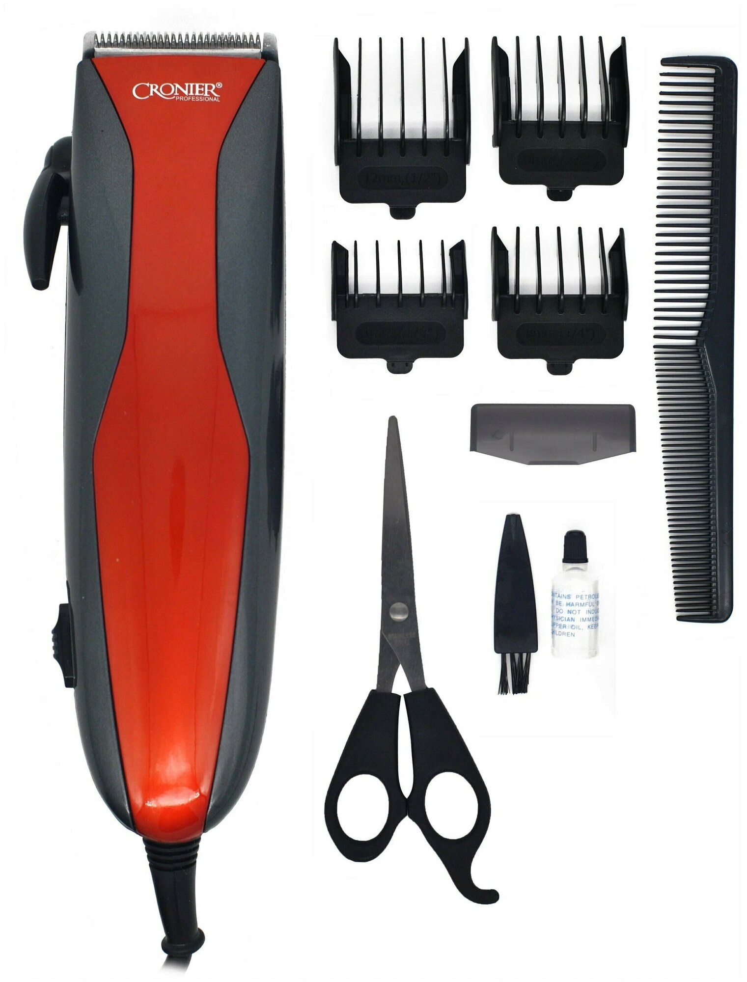 Машинка для стрижки CRONIER CR-107, самозатачивающиеся лезвия, красная