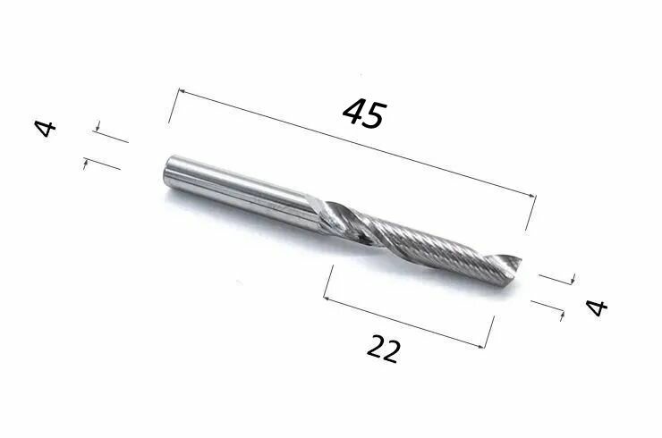 Фреза спиральная однозаходная для станка ЧПУ 4x22x45 мм