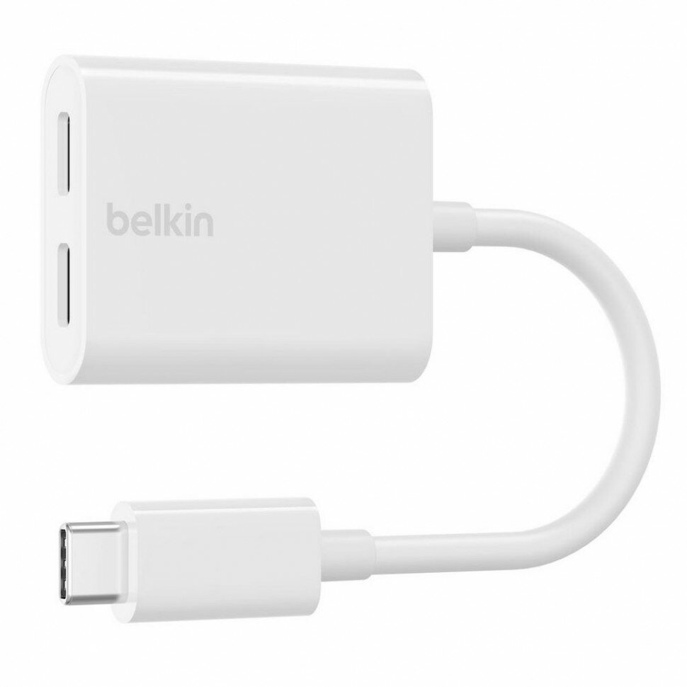 Адаптер Belkin RockStar USB Type-C для аудио и зарядки (F7U081btWH) White