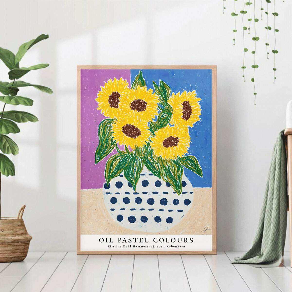 Постер "Подсолнухи в вазе" 40x50 без рамки для интерьера на стену