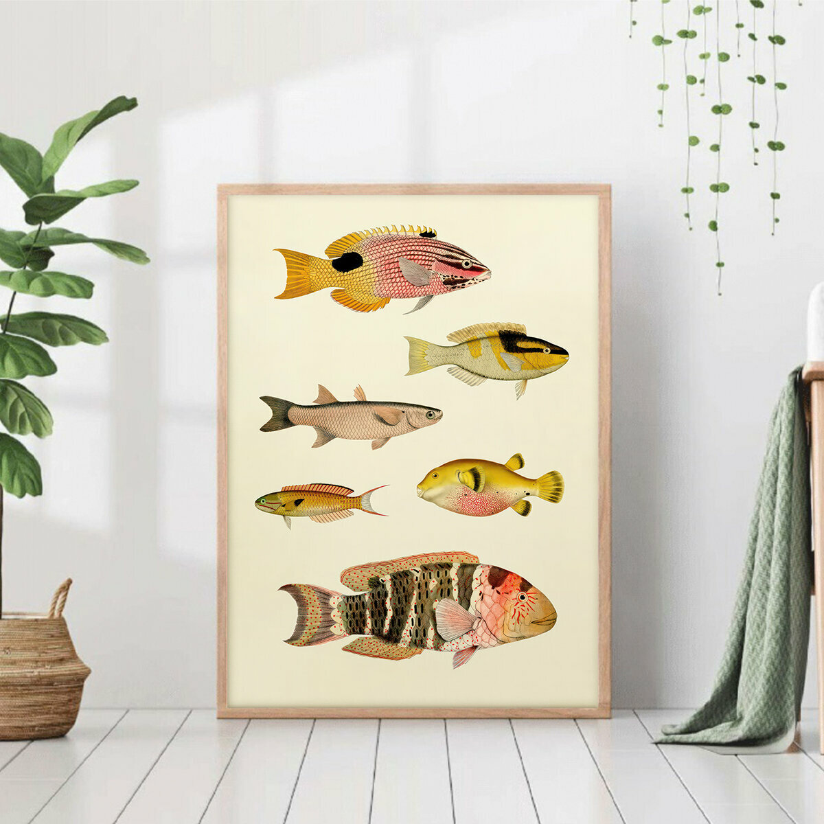 Постер "Рыбы" 50x70 без рамки на стену для интерьера