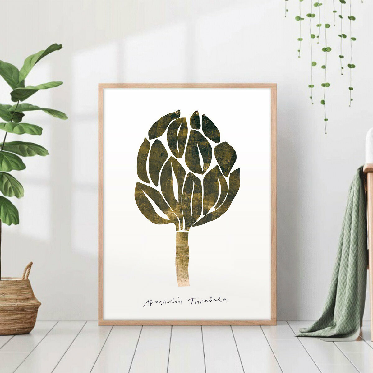 Постер "Абстракция зеленый бутон" 40x50 без рамки для интерьера на стену