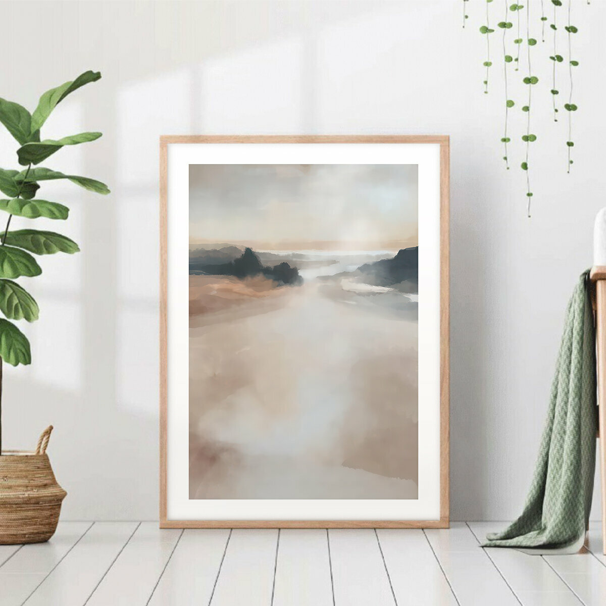 Постер "Пейзаж в бежевых тонах" 50х70 см без рамки на стену для интерьера