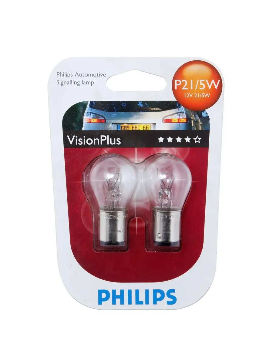 Лампа автомобильная P21/5W BAY15d+60% VisionPlus 2шт 12V