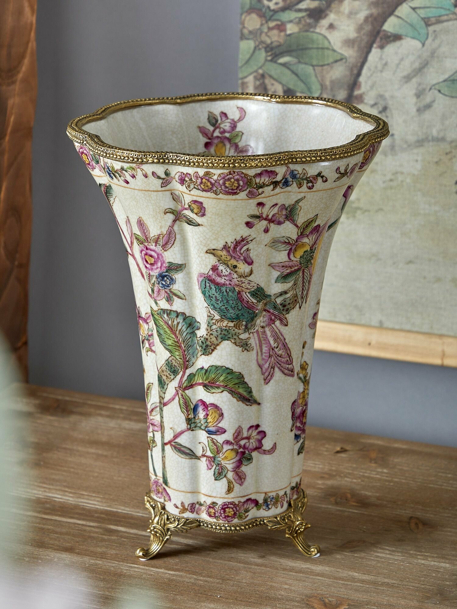 31G2065/A1159HC/Y3103 Ваза 21x21x28см, Фарфор, бронза, Glasar