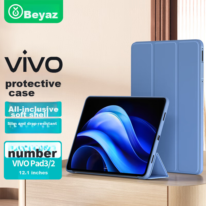 BIAZE Compatible with 2024 VIVO Pad3/2 12.1-Inch Universal Tablet Case, Smart Sleep Foldable Support, Slim Shockproof PB536-Lavender