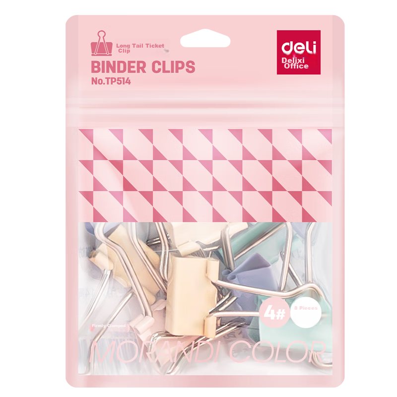 Deli 8 Pieces 25mm Colored Hollow Ticket Clips, Small Size Bagged, 4# Medium Metal Binder Clips for Bills And Documents, Office Supplies, 8 Pieces/bag, TP514