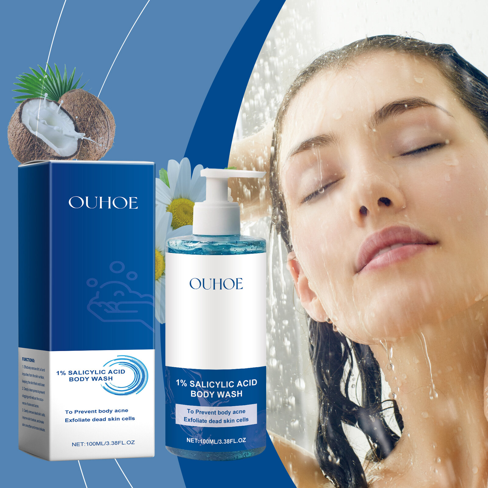 Гель для душа с салициловой кислотой для нежного очищения кожи тела, отшелушивающий контроль масла, увлажняющий освежающий гель для душа