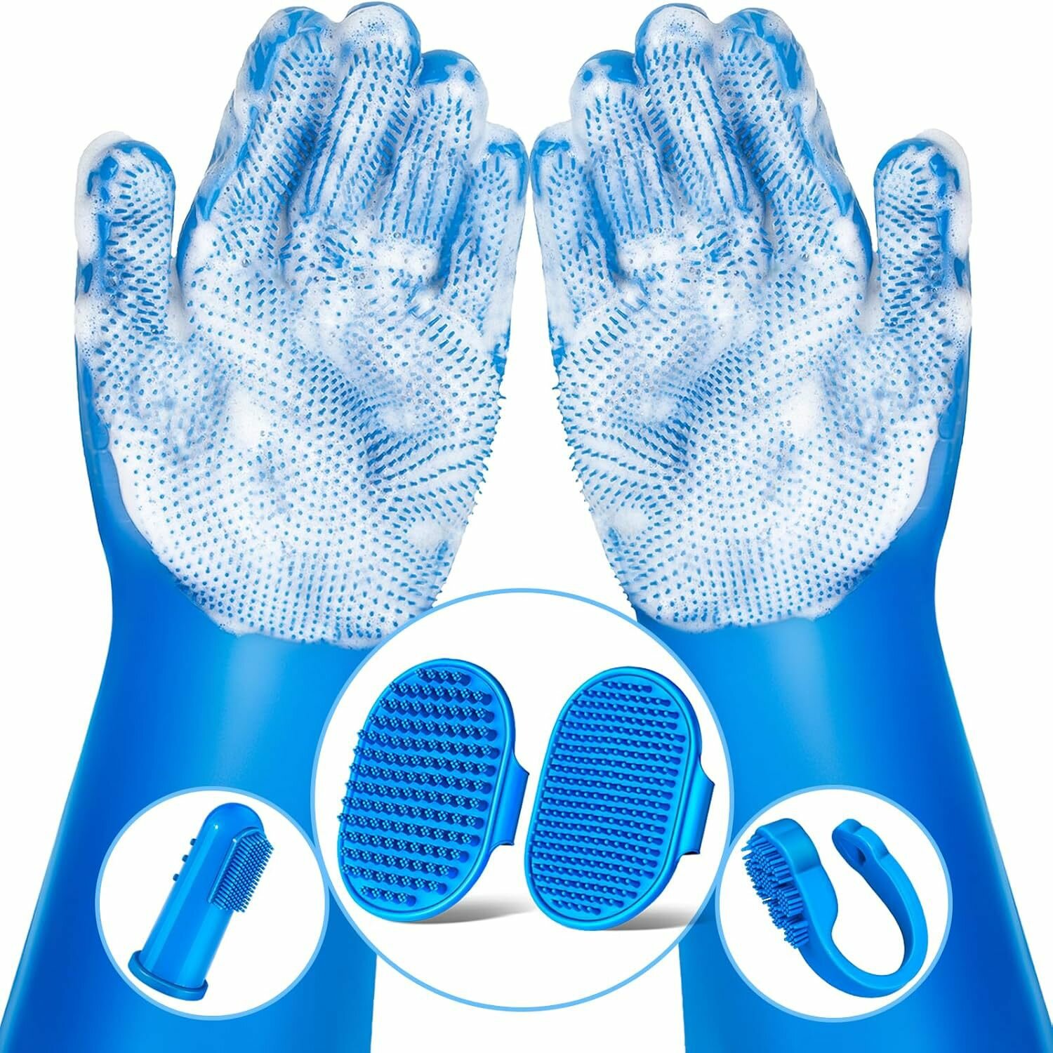 Перчатки для купания собак, массажная щетка для домашних животных, набор для чистки щеток для купания кошек и собак