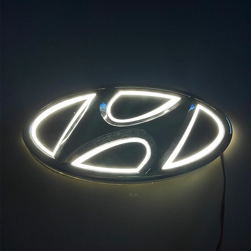 Светодиодный значок Hyundai 13×6,5 см для кузова/багажника, 12V, для I30 Accent Sonata SantaFe и др.