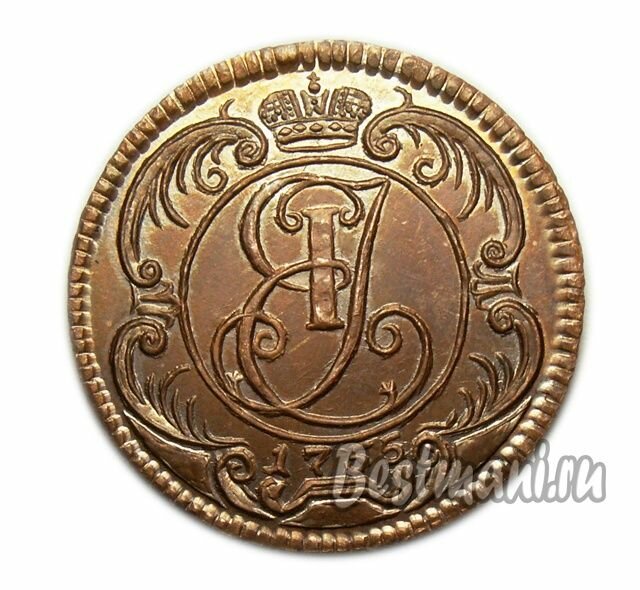 Пробная копейка Елизаветы 1755 года, сувенирная копия монеты, нумизматика, деньги для коллекции