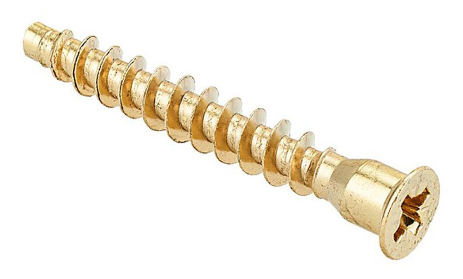 Мебельная стяжка Element / Элемент шурупная, латунированная, стальная, шлиц PZ, 6.3х50мм, в упаковке 15шт.