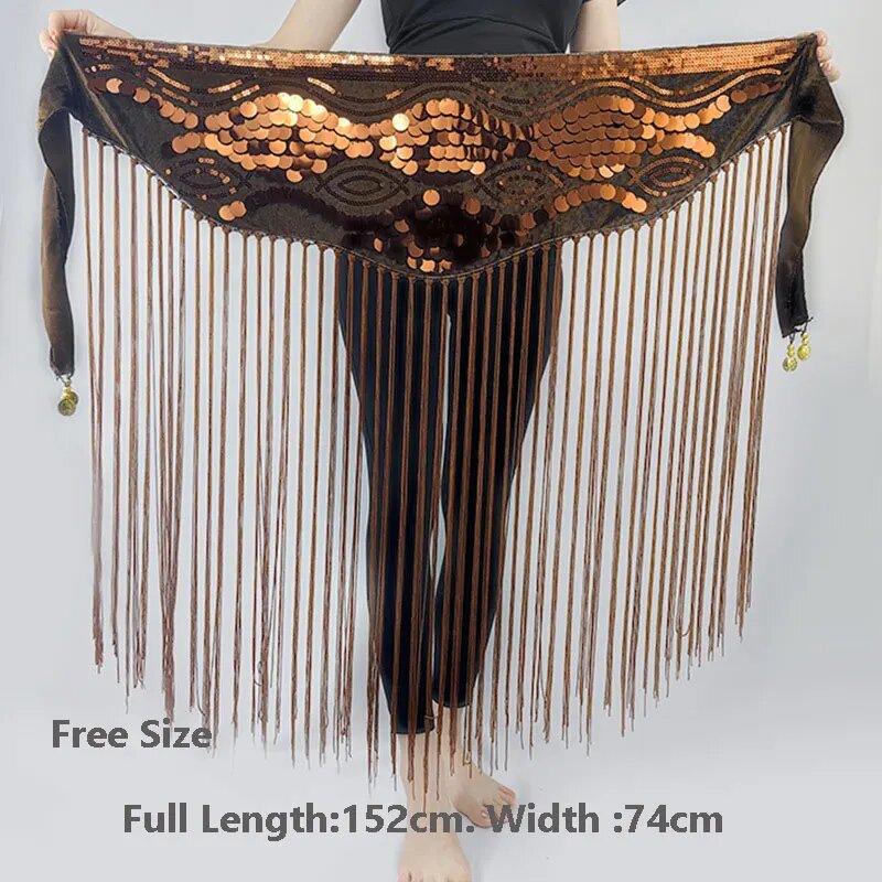 Танцевальный пояс для belly dance с блестками М, Free size 9
