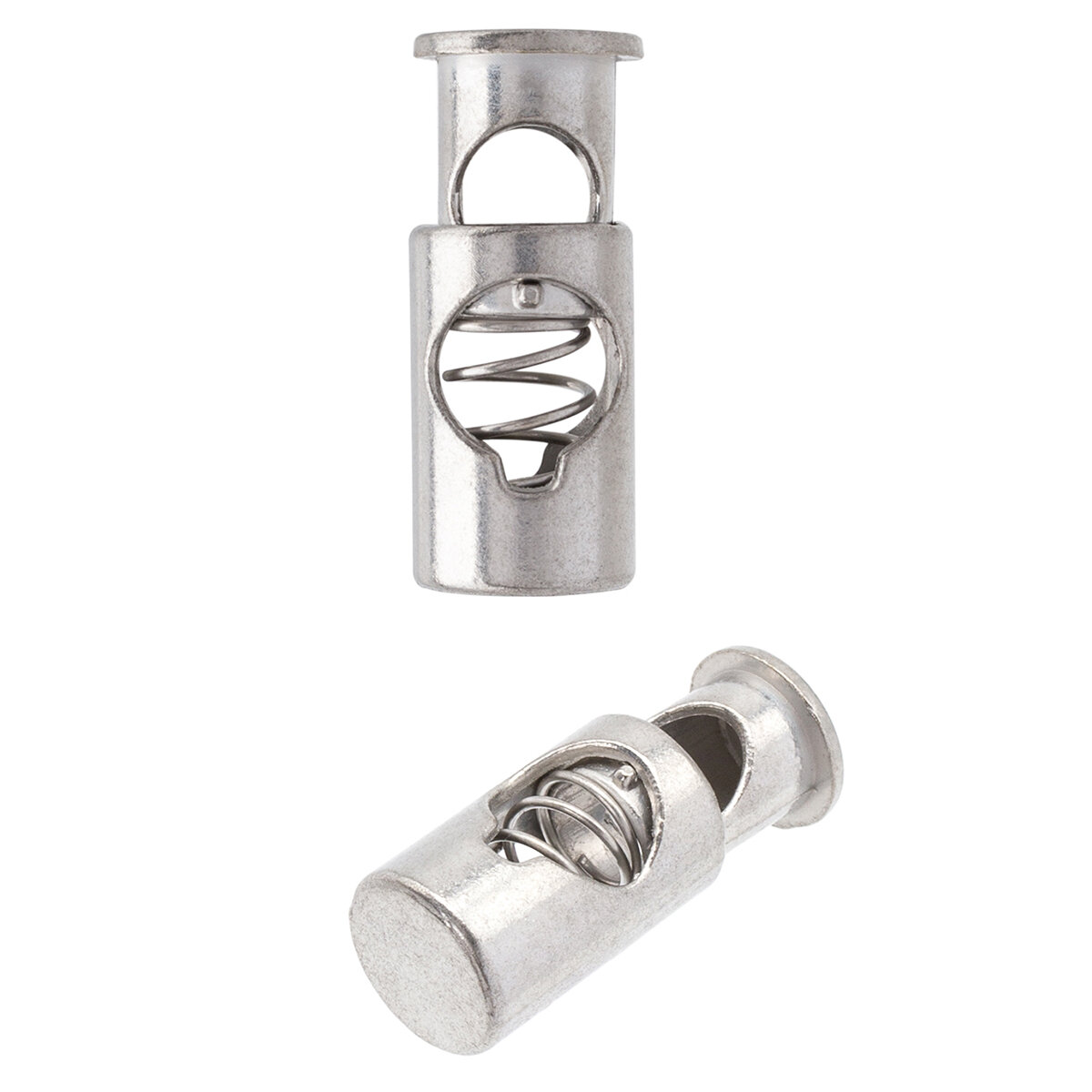 Фиксаторы для шнурков металлические MFR18, 20х8 мм, отверстие 5 мм, матовый серебристый, 25 штук