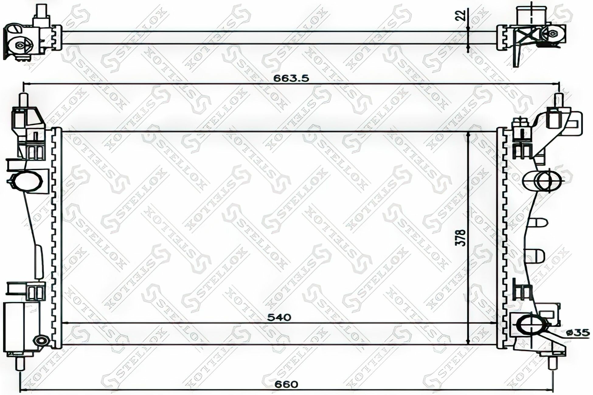 Радиатор охлаждения двигателя для Фиат Grande Пунто, Опель Корса D 10-25404-SX STELLOX