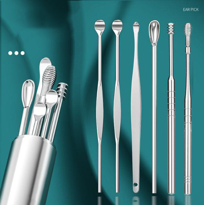Удобный набор Matoka Face для чистки ушей из нержавеющей стали, 6 шт