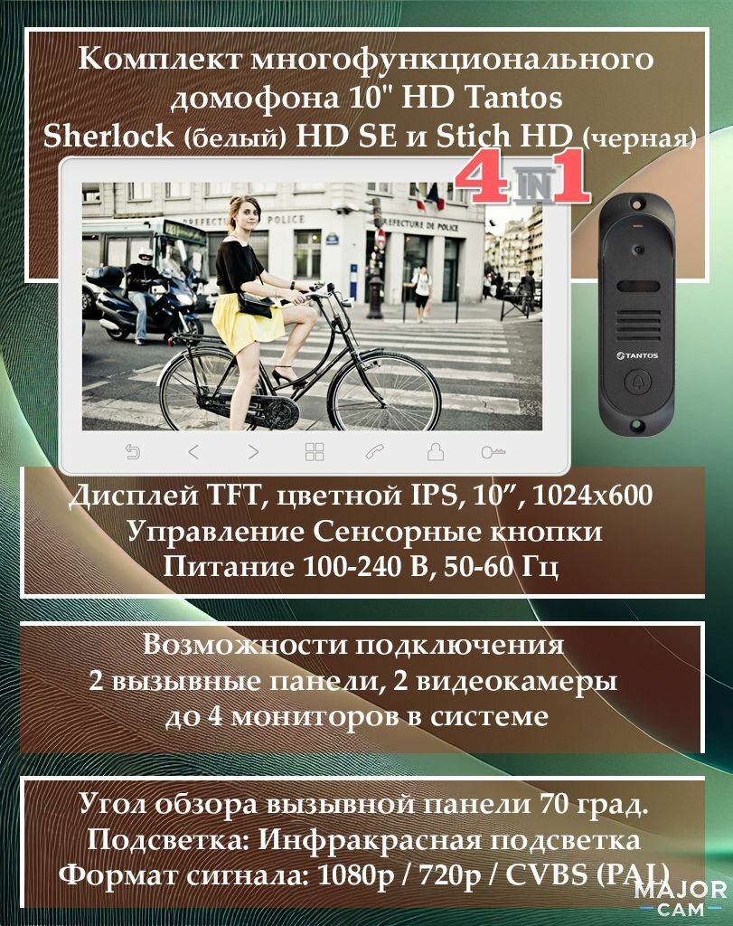 Комплект видеодомофона Sherlock HD SE (White) и Stich HD (черная)