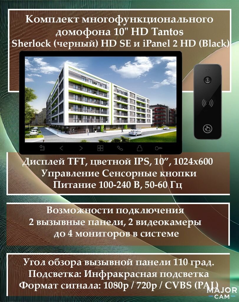 Комплект видеодомофона Sherlock HD SE (Black) и iPanel 2 HD (Black)