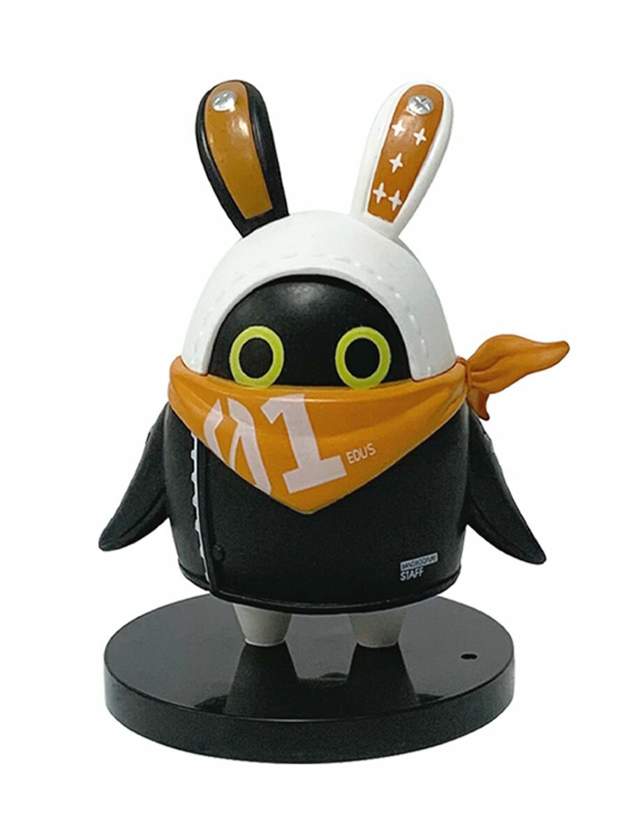 Figura EDUS STAFF - игрушка-зайка в оранжевой бандане, черная с белыми ушами, для коллекционеров и подарков