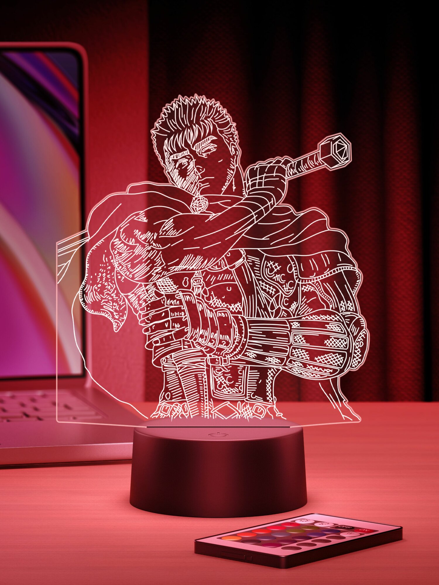 Ночник Аниме Берсерк - Anime Berserk. Подарок фанату аниме и манги — декор в комнату с любимыми персонажами, в стиле отаку и японской анимации.