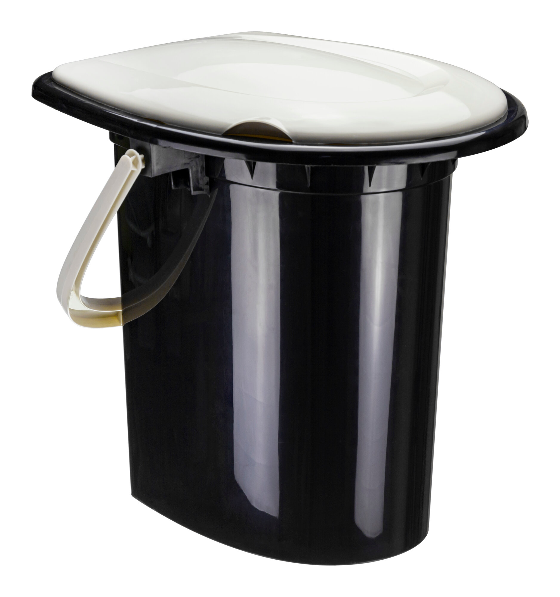 Ведро-туалет 16л, герметичная крышка, пластик, черный с белым, удобная ручка, 39х40х26см