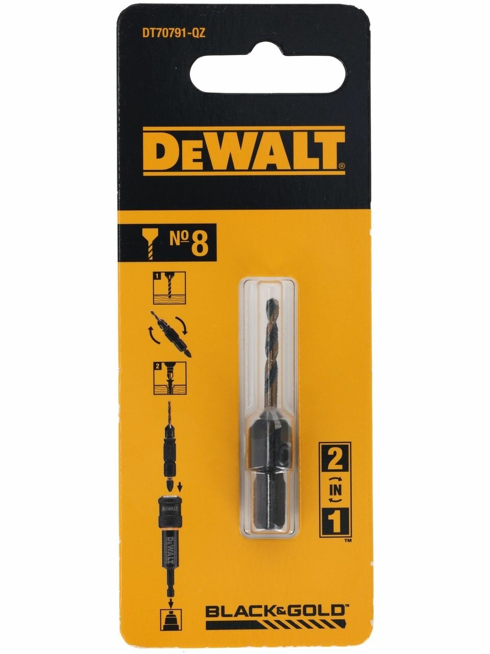 Пилотное сверло с зенкером DEWALT DT70791, №8, 2.77 мм (DT70791-QZ)