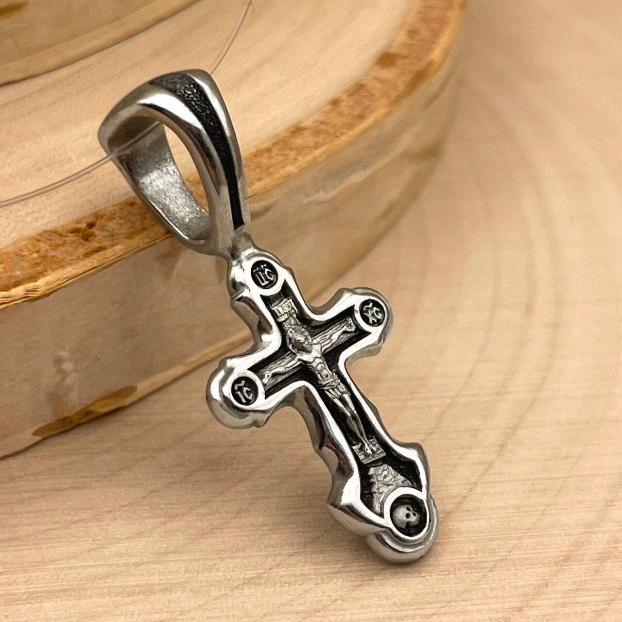 Крестик, серебро, 925 проба, чернение, оксидирование