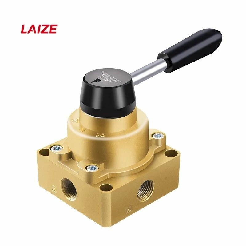 Ручной 3-позиционный 4-ходовой поворотный пневмораспределитель HV-02