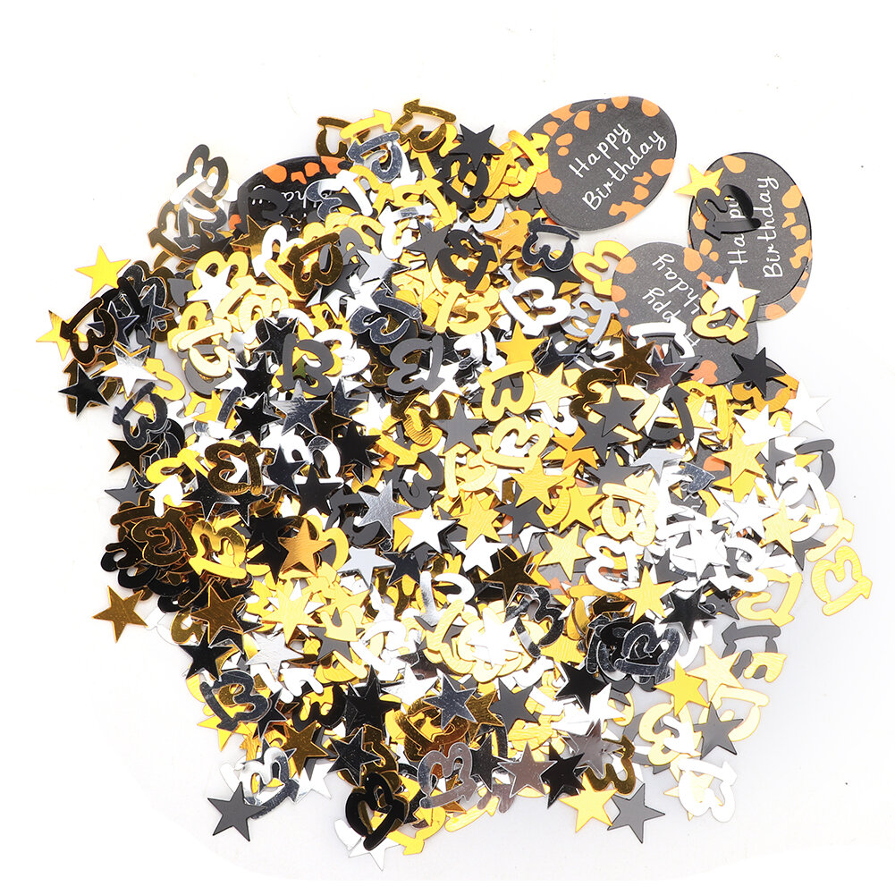 Конфетти для дня рождения, украшение стола конфетти, аксессуары для декорирования одежды своими руками (13 лет, 600 шт. конфетти для дня рождения, 12 шт. бумажных открыток с поздравлением, 500 г)